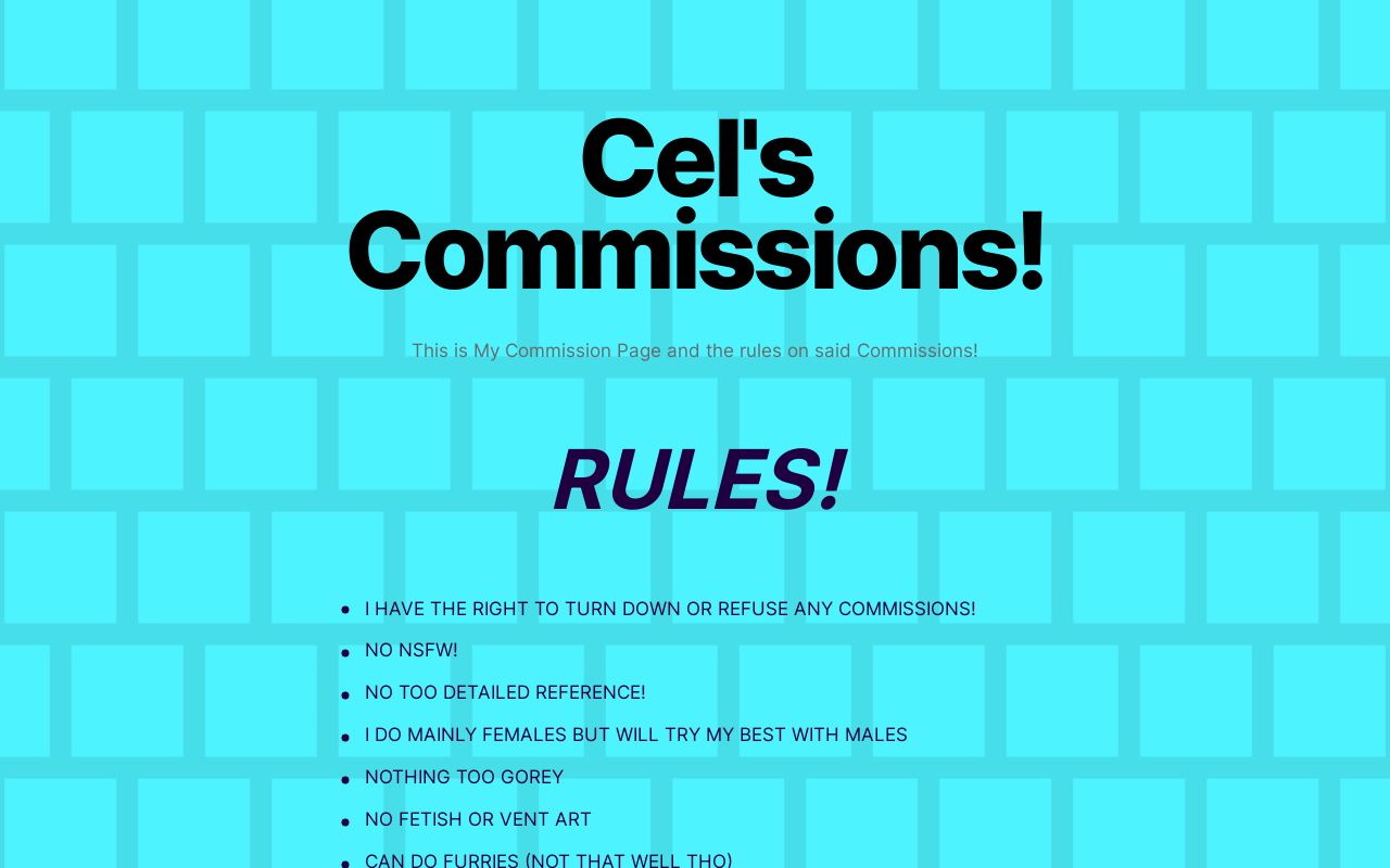 Cel's Commission page!